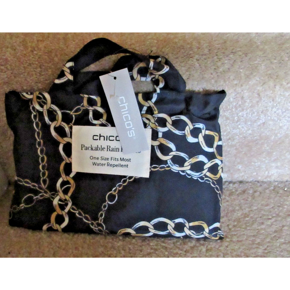 Chico's | Jackets & Coats | Chicos Packable Rain Poncho One Size Black ...